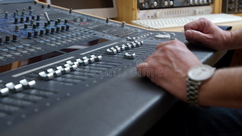 Audio Engineer on Console in Sound Studio Mixing Stock Video - Video of ...