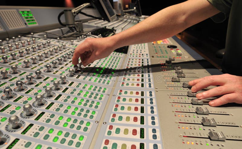 Audio Engineer Operating Mixing Console Stock Photo - Image of editing ...