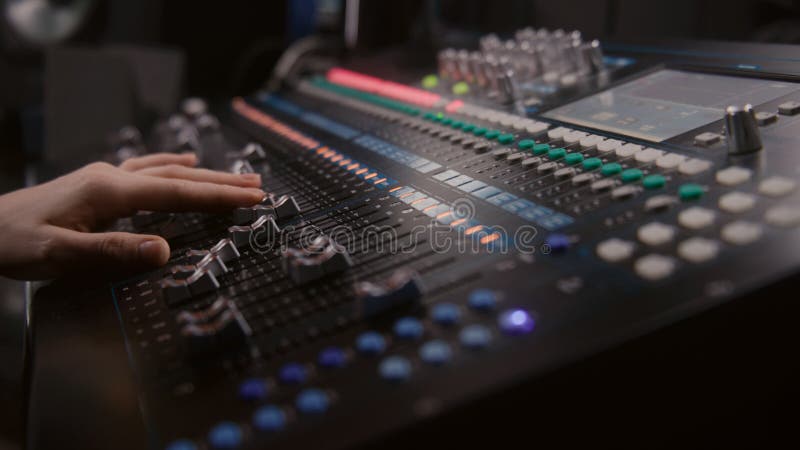 Audio Engineer Uses Mixing Console in Recording Studio Stock Image ...