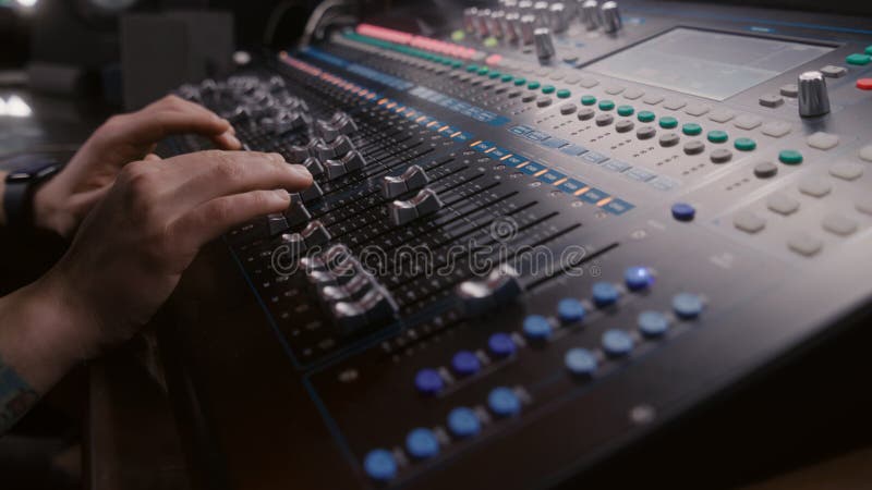 Audio Engineer Uses Mixing Console in Recording Studio Stock Photo ...