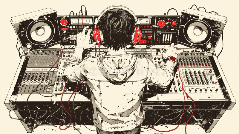 Audio Engineer Working with Control Panel and Equipment in a Studio ...