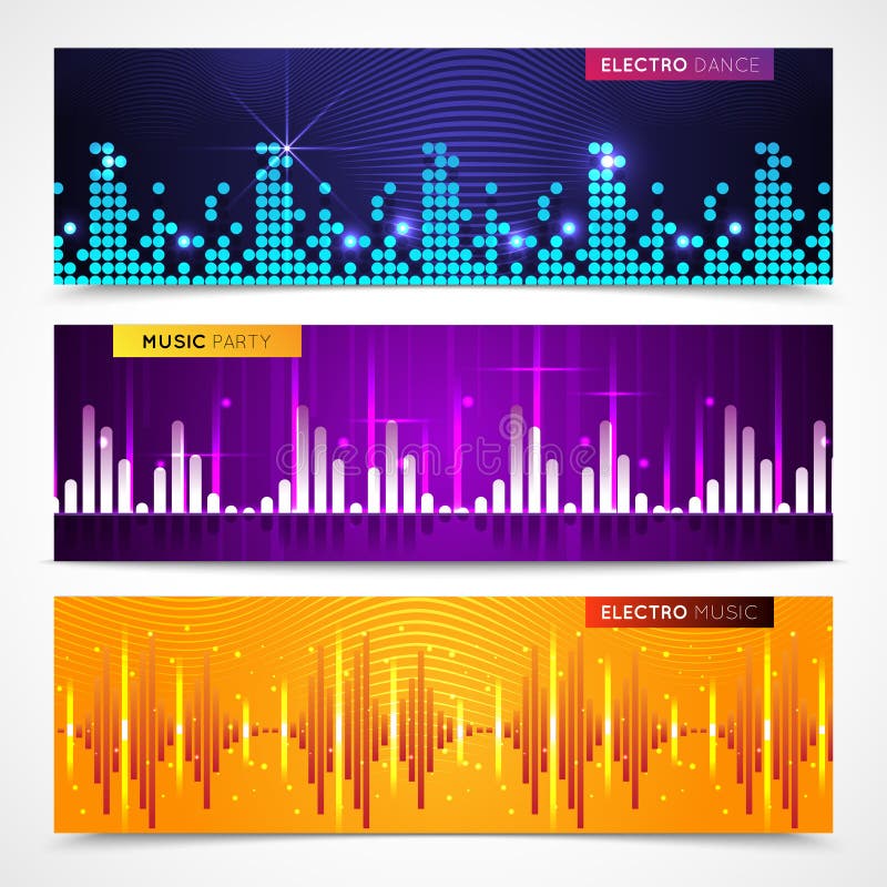 Equalizer Sound Waves Display Banners Set Stock Vector - Illustration ...