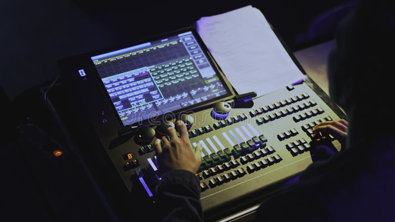 Audio Equipment Mixing. Media. Sound Engineer and Light Engineer ...