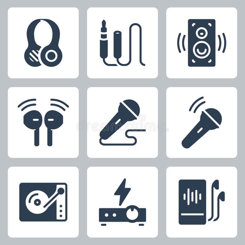Audio Equipment Vector Icons in Glyph Style Stock Vector - Illustration ...