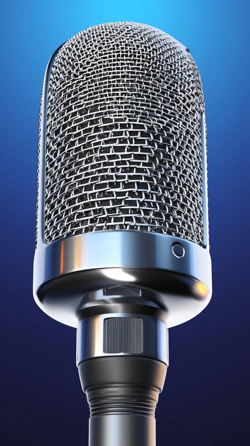 Audio Excellence Realistic 3D Illustration of Silver Microphone Model ...