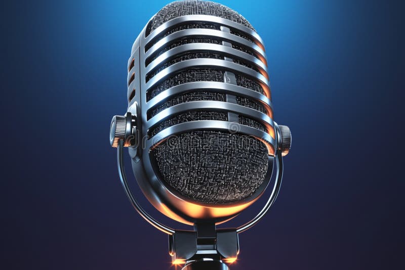 Audio Excellence Realistic 3D Illustration of Silver Microphone Model ...