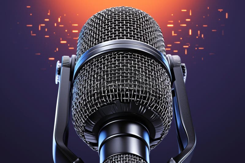 Audio Excellence Realistic 3D Illustration of Silver Microphone Model ...