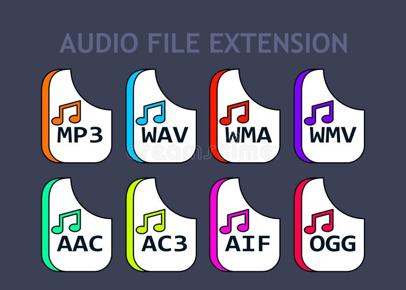 Audio File Formats. Music File Type Icons Stock Vector - Illustration ... Audio File Formats. Music File Type Icons Stock Vector - Illustration ...