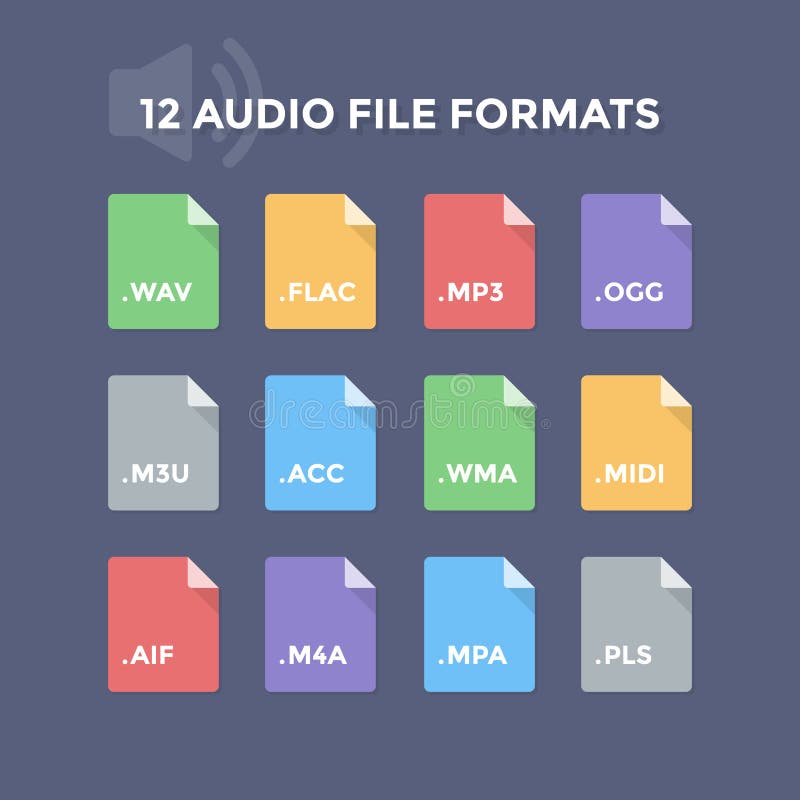 Audio File Formats stock vector. Illustration of icon - 63746307