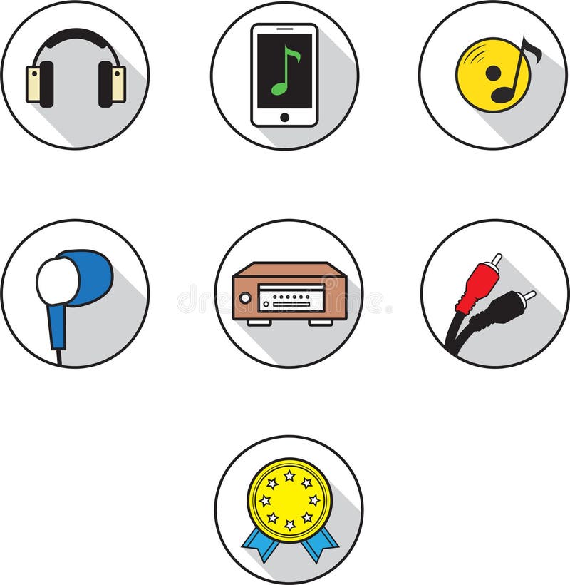 Audio Game and Music Listening Icon Set Pack Stock Vector ...