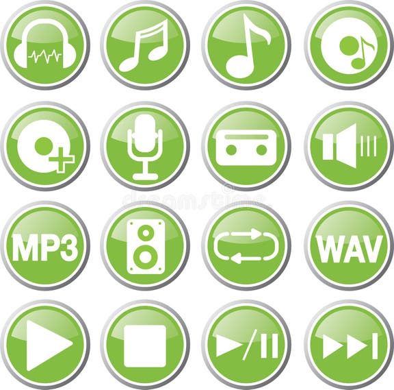 Audio green icon set stock vector. Illustration of listening - 33456395