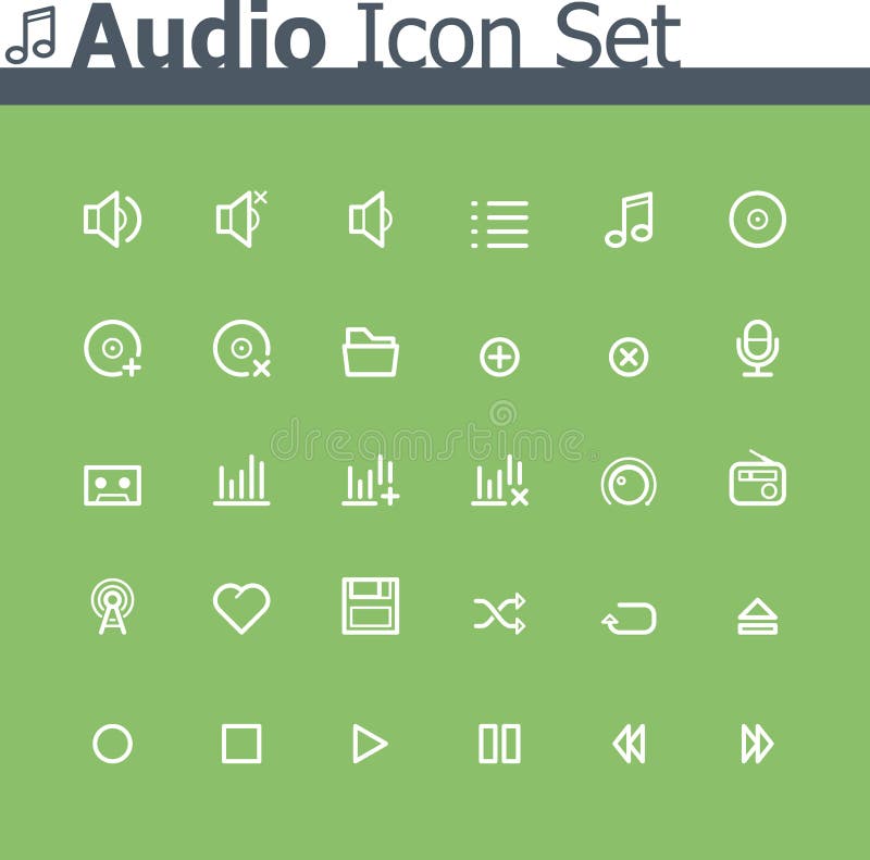 Audio icon set stock vector. Illustration of folder, note - 35670149