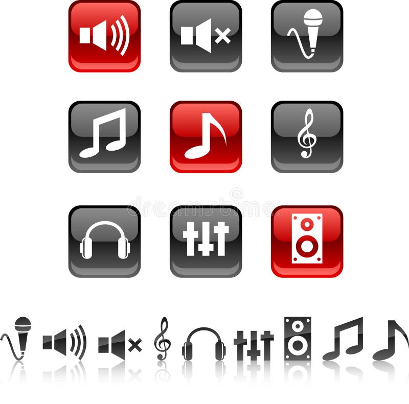 Audio icons. stock vector. Illustration of glossy, sign - 11900855