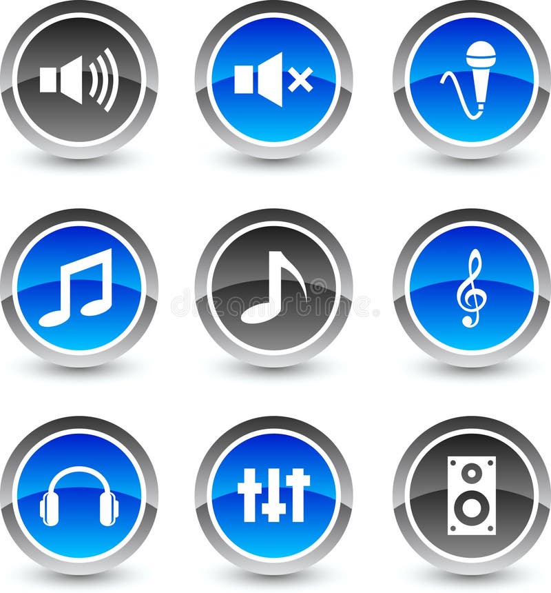 Audio icons. stock vector. Illustration of glossy, sign - 11900855