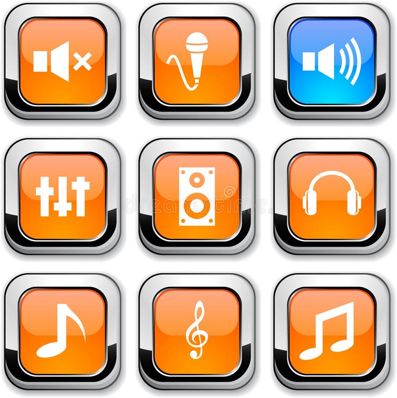 Audio buttons. stock vector. Illustration of sign, circle - 12558992