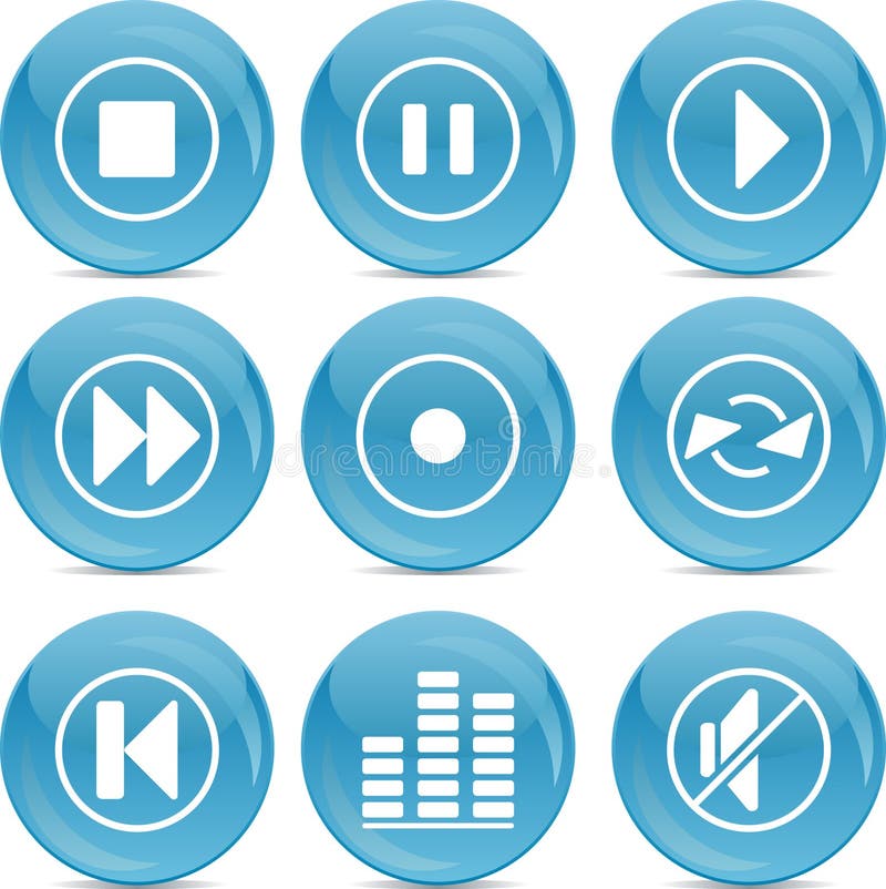 Audio Icons on Blue Shiny Balls Stock Vector - Illustration of record ...