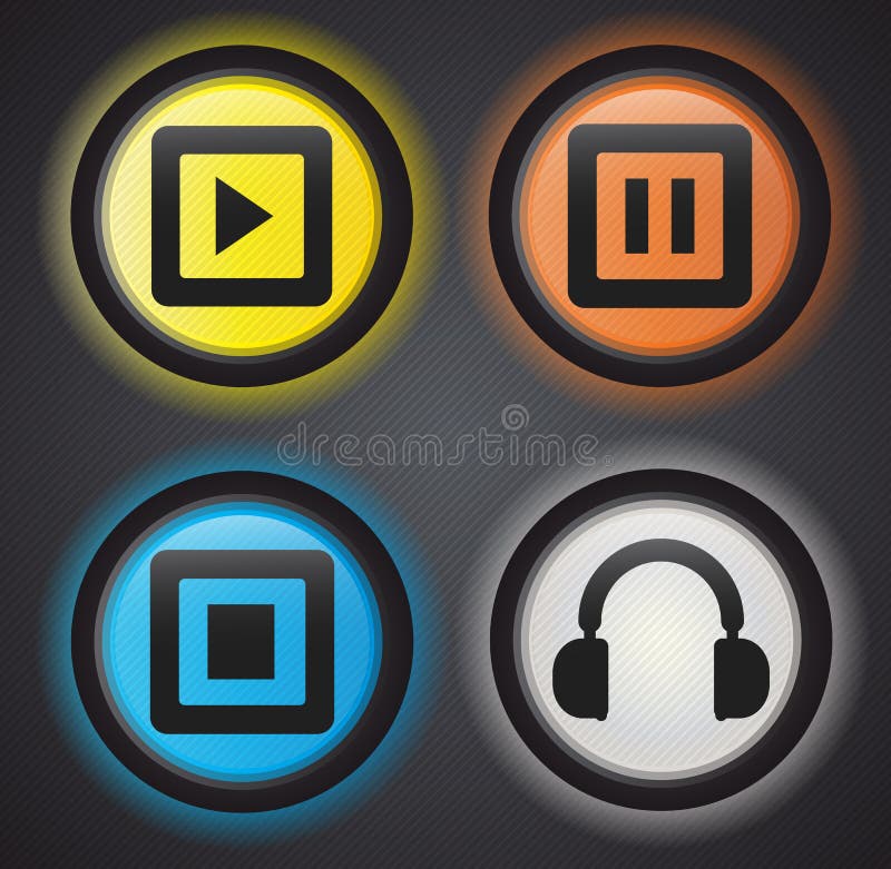 Audio icons/ buttons stock vector. Illustration of glass - 49835795
