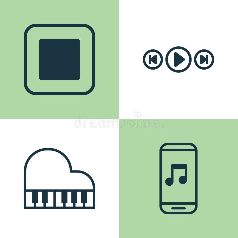 Audio Icons Set. stock vector. Illustration of fast, musical - 96986032
