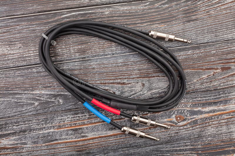 Audio Insert Splitter Cable on Wood Stock Image - Image of jack ...