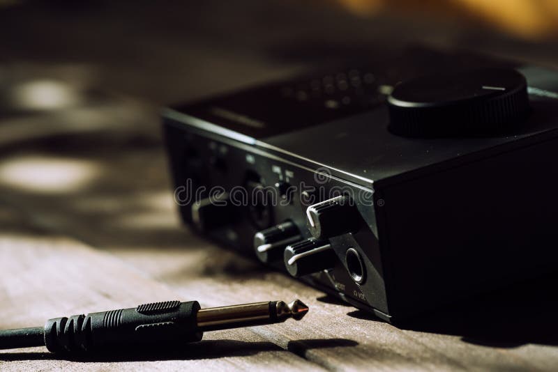 Audio Interface and Cable with Jack Connector Stock Image - Image of ...