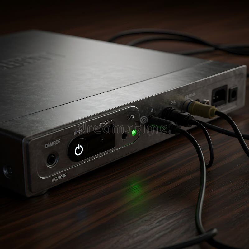 Audio Interface with Cables Connected on Wooden Surface for Studio Use ...