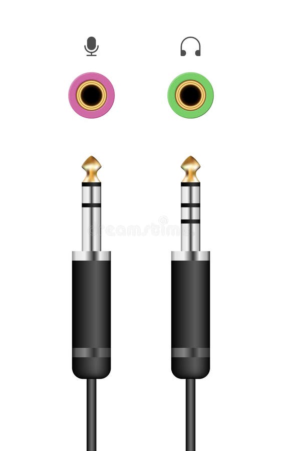 Audio Jack Cable with Mic and Headphone Socket, Vector Stock Vector ...