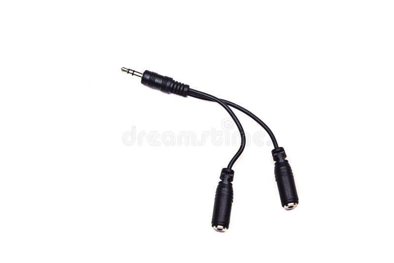 Audio Adapter with Two Microphone and Headphone Jacks Isolated on White ...