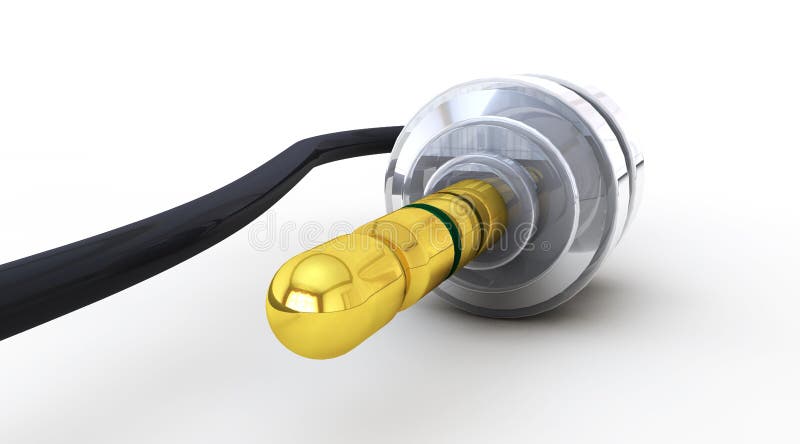 Audio Jack Connector Gold. Audio a Wire in the Form of a Spiral Stock ...