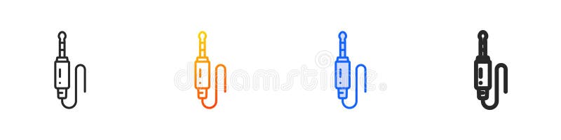 Audio Jack Icon.Thin Linear, Gradient, Blue Stroke and Bold Style Design Isolated on White ...