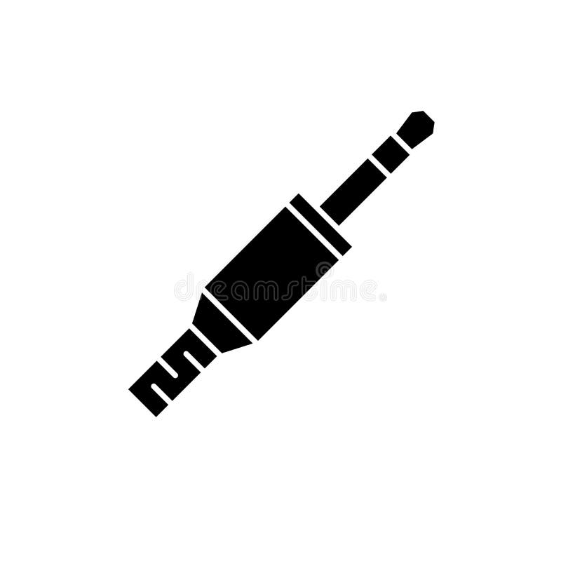 Audio Jack 3.5 Mm. Black Mini Jack Plug Icon Stock Vector ...