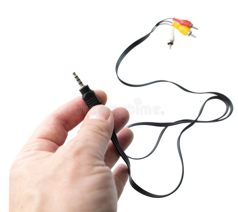Audio Jack on Wire Isolated on White Background Stock Photo - Image of ...