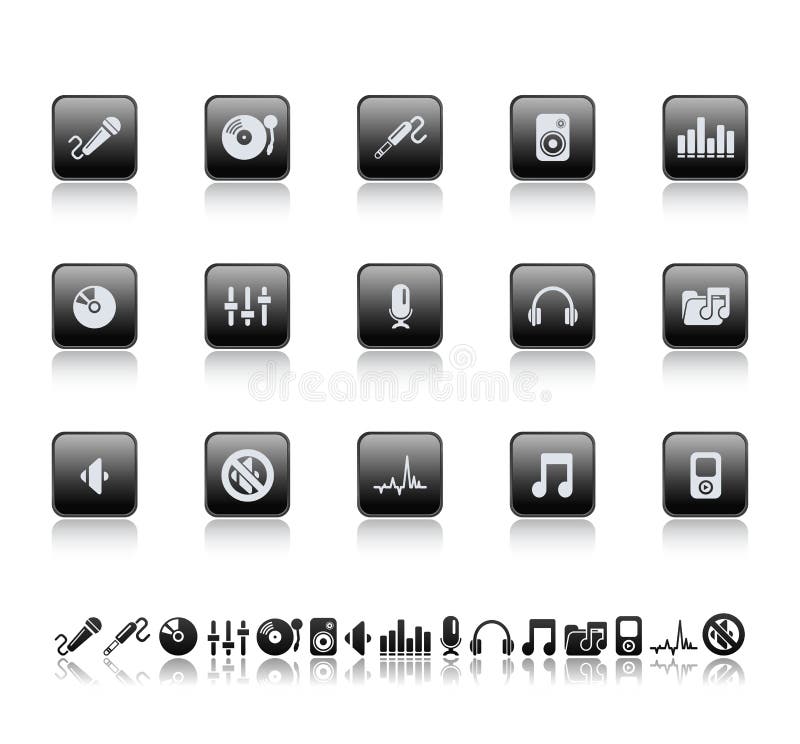 Audio and media icons. stock vector. Illustration of button - 9503461
