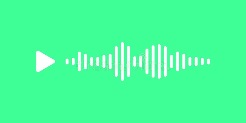 Audio Message Wave with Play Button on Green Background. Audio Message ...