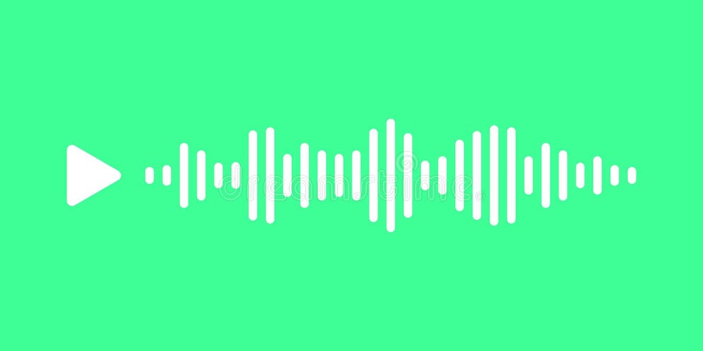 Audio Message Wave with Play Button on Green Background. Audio Message ...