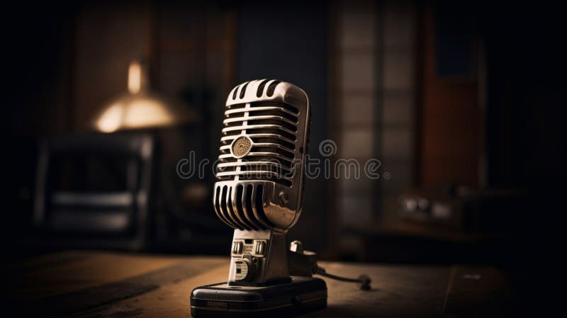 Audio Microphone Retro Style Generative AI Stock Illustration ...