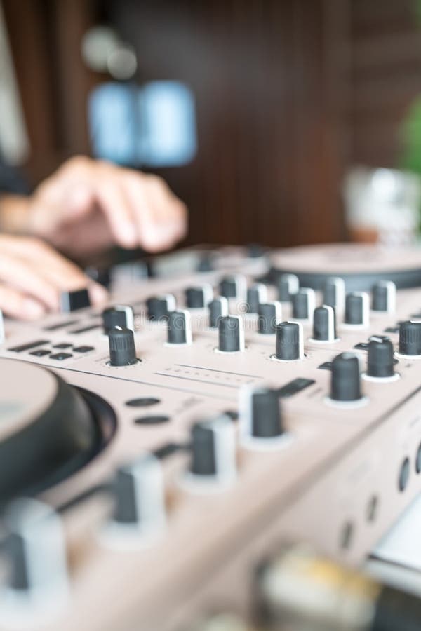 Audio Mixer with Blur Background Man Using Mixing Console Stock Image ...