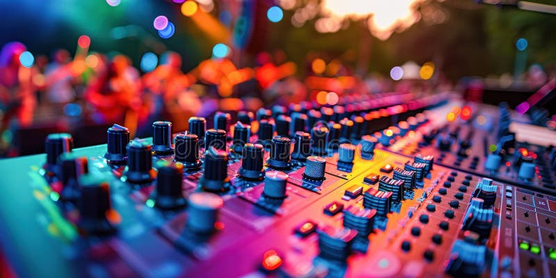 Audio Mixer in Colorful Concert Setting. Generative Ai Stock ...