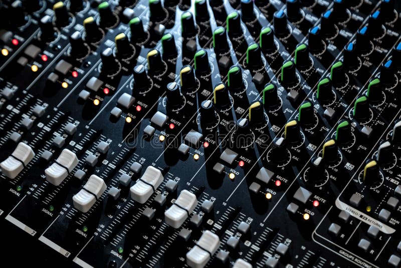 Audio mixer console stock image. Image of radio, volume - 167296809