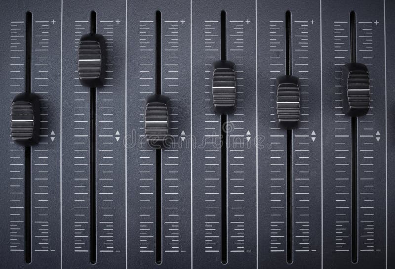Audio Mixer with Foreground Faders Ready for Mixing and EQ Stock Image ...