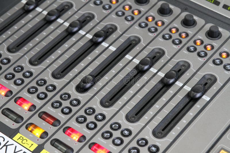 Audio Mixer Knobs during Live TV Telecast Stock Image - Image of music ...