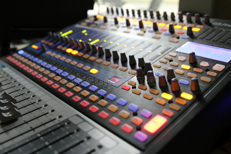 Audio Mixer Knobs during Live TV Telecast Stock Photo - Image of level ...