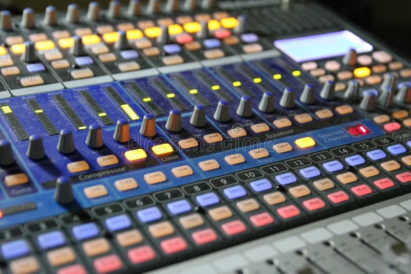 Audio Mixer Knobs during Live TV Telecast Stock Image - Image of media ...