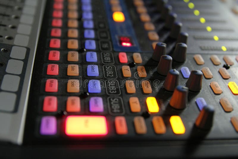 Audio Mixer Knobs during Live TV Telecast Stock Image - Image of board ...