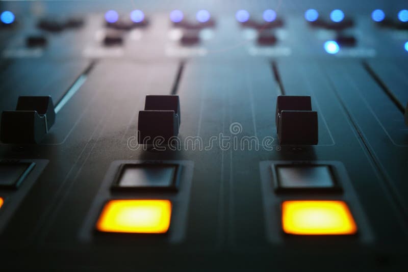 The Audio Mixer in the Studio, the Handles Move Up and Down, All Ready ...