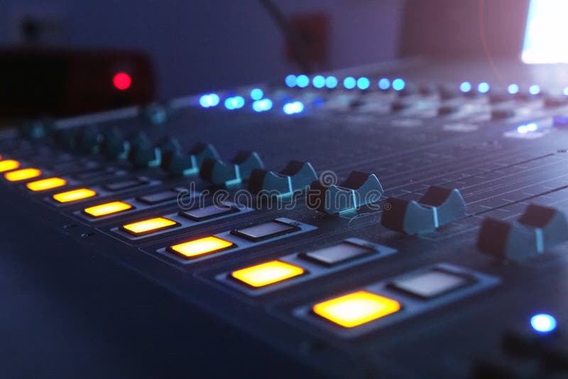 The Audio Mixer in the Studio, the Handles Move Up and Down, All Ready ...