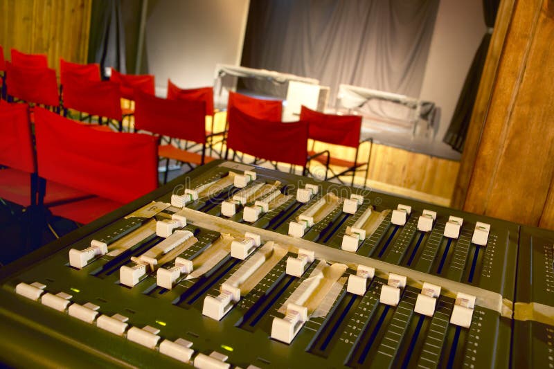 Audio Mixer Table Board in a Classroom Stock Image - Image of buttons ...