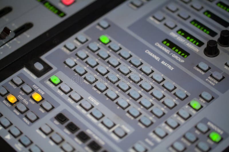 Audio Mixer Table Closeup stock image. Image of buttons - 38345867