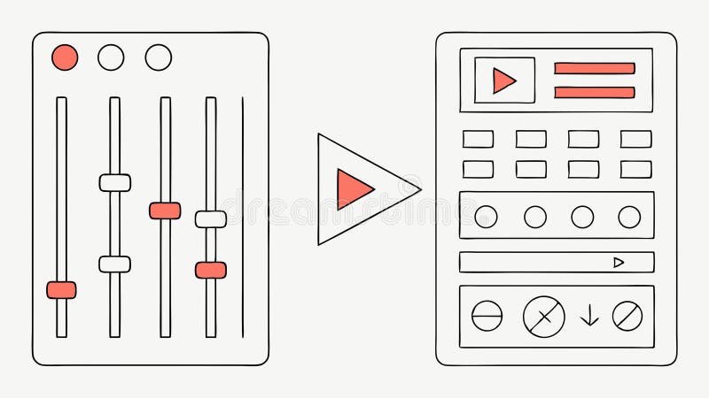 Audio Mixer and Video Player User Interface Elements, Vector Design Generative AI Stock Vector ...