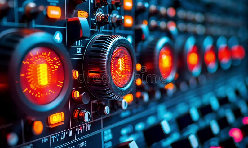 Audio Mixing Console Close-up with Knobs and Lights Stock Footage ...