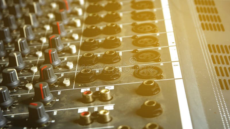 Audio Mixing Console Knobs. Slide Red Control System Audio Mixer Stock ...
